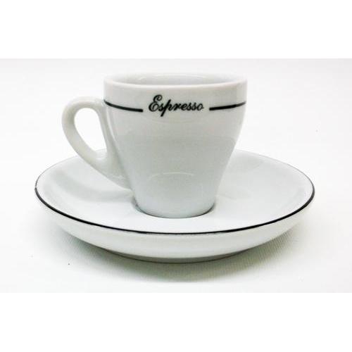 Armand Lebel 12 Piece Espresso Cup & Saucer Set - Plain White w/ Line ...
